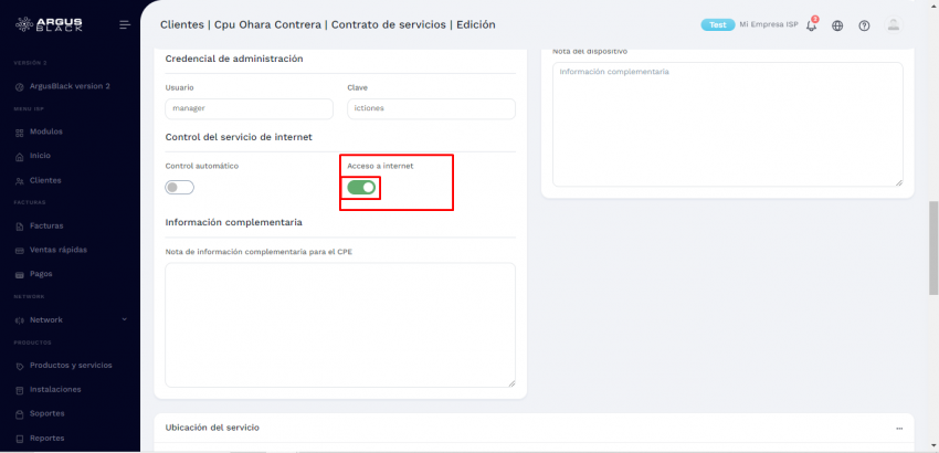 Cómo desactivar el servicio de un cliente – Documentación Argus Black