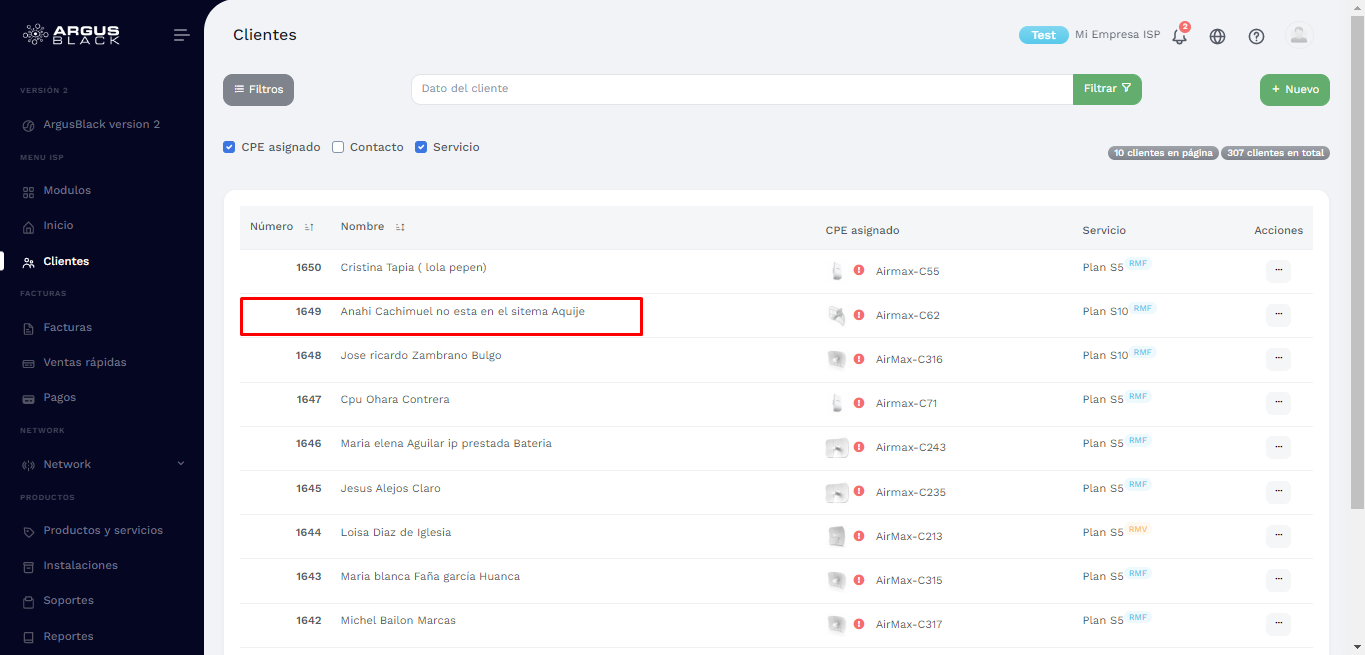 Cómo activar el servicio de un cliente – Documentación de Argus Black